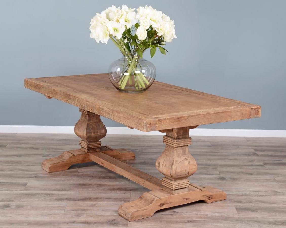2m Reclaimed Elm Pedestal Dining Table - Sustainable Furniture