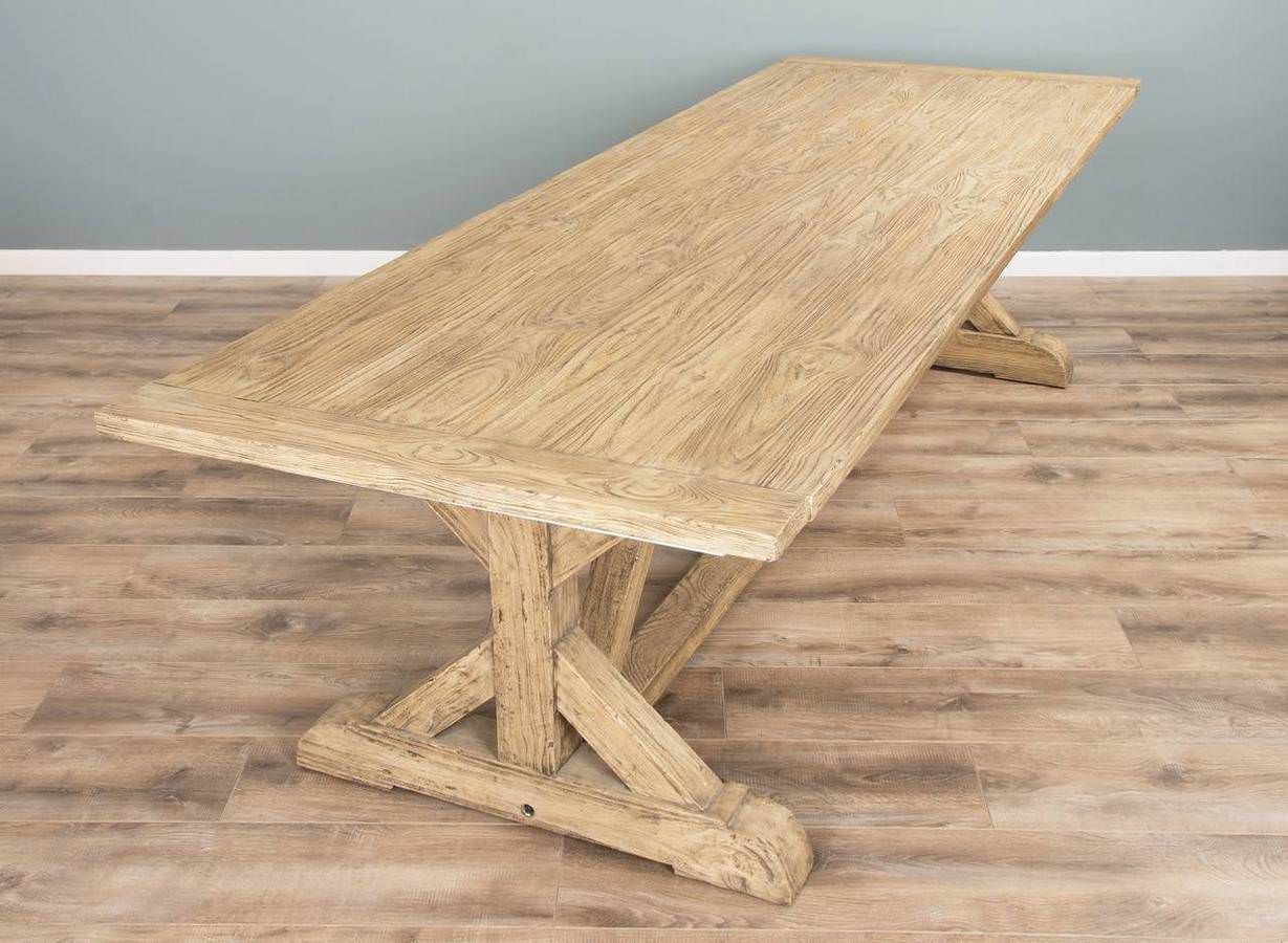 3m Reclaimed Pine Cross Table with Two Dining Benches - Sustainable ...