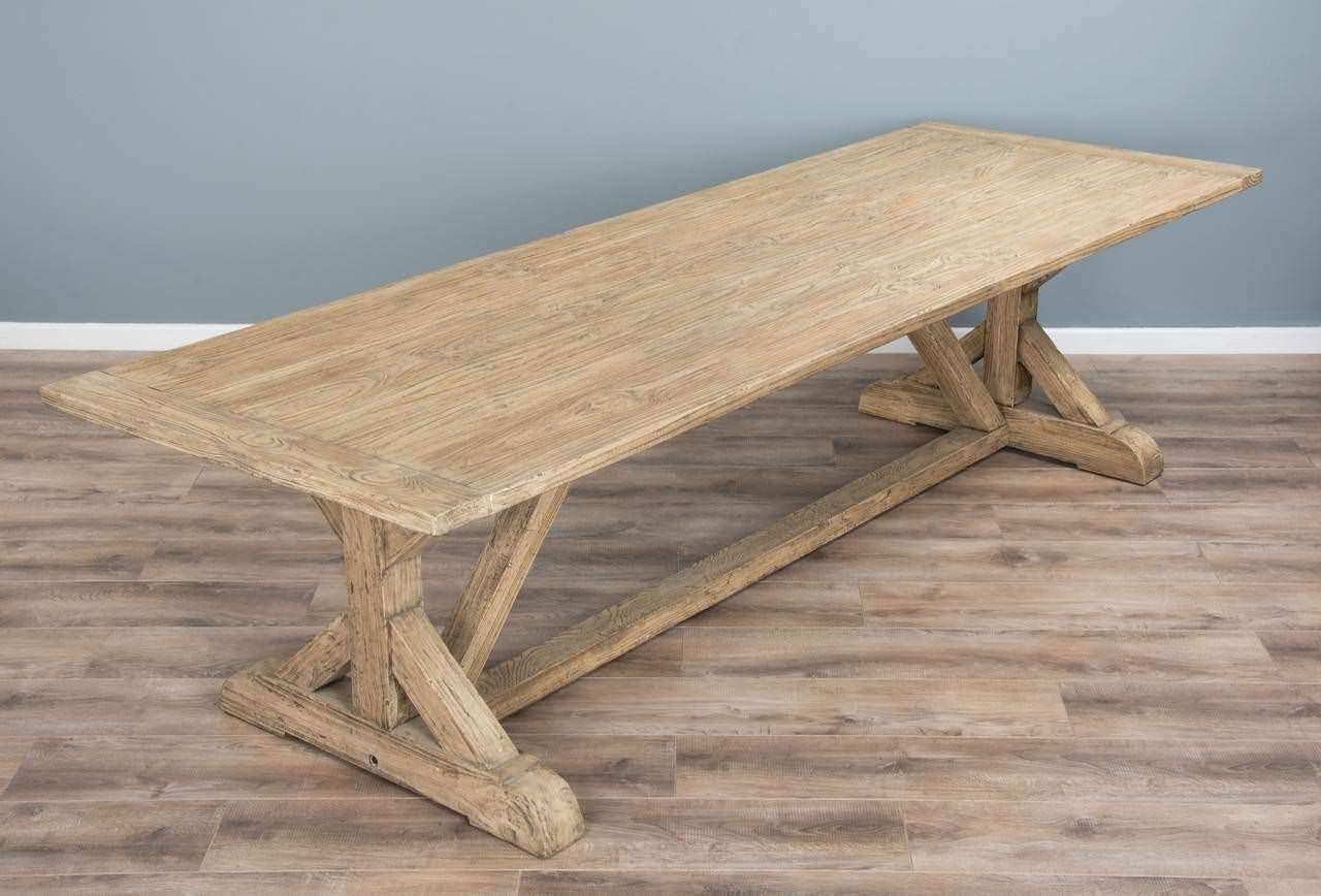 3m Reclaimed Pine Cross Table with Two Dining Benches - Sustainable ...