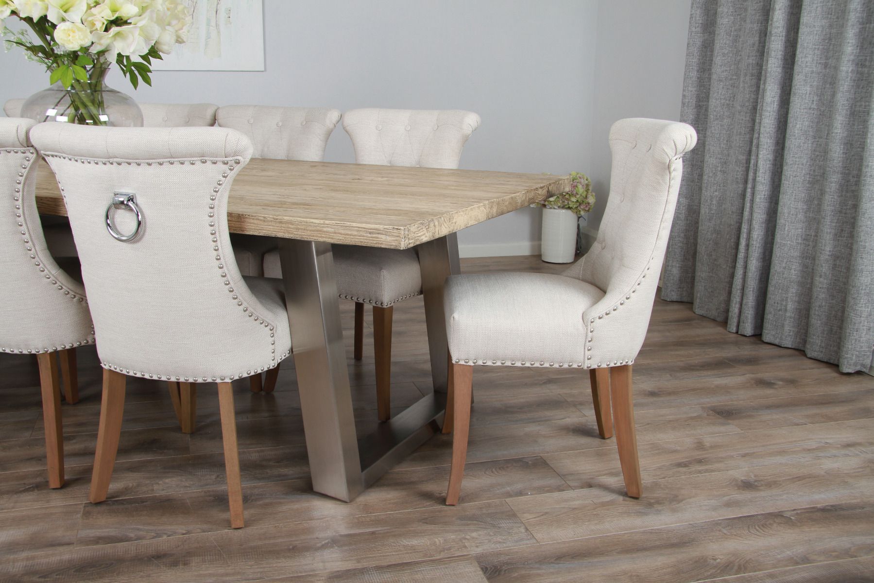 3m Reclaimed Pine Industrial Chic Cubex Table with Stainless Steel Legs ...