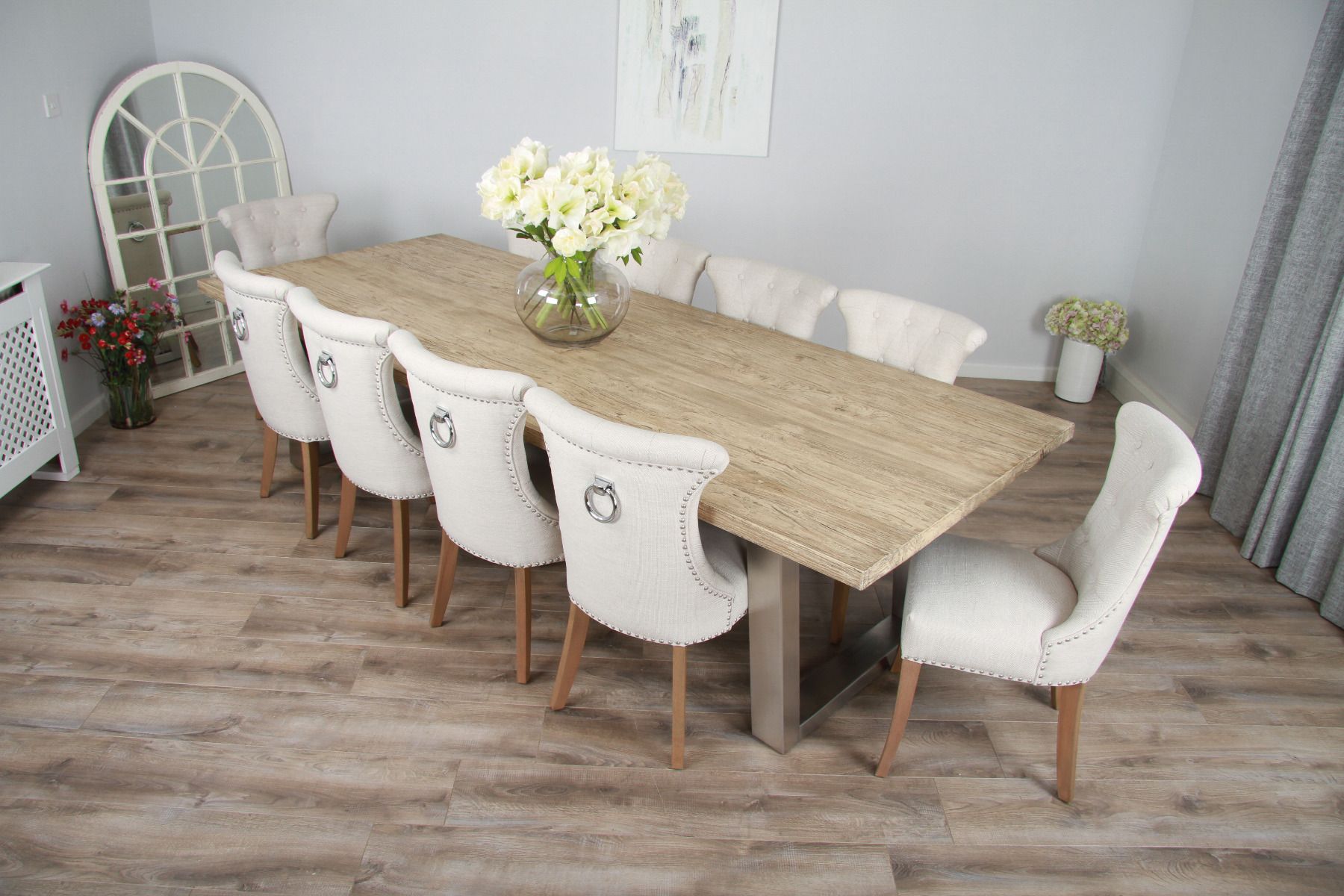 3m Reclaimed Pine Industrial Chic Cubex Table with Stainless Steel Legs ...