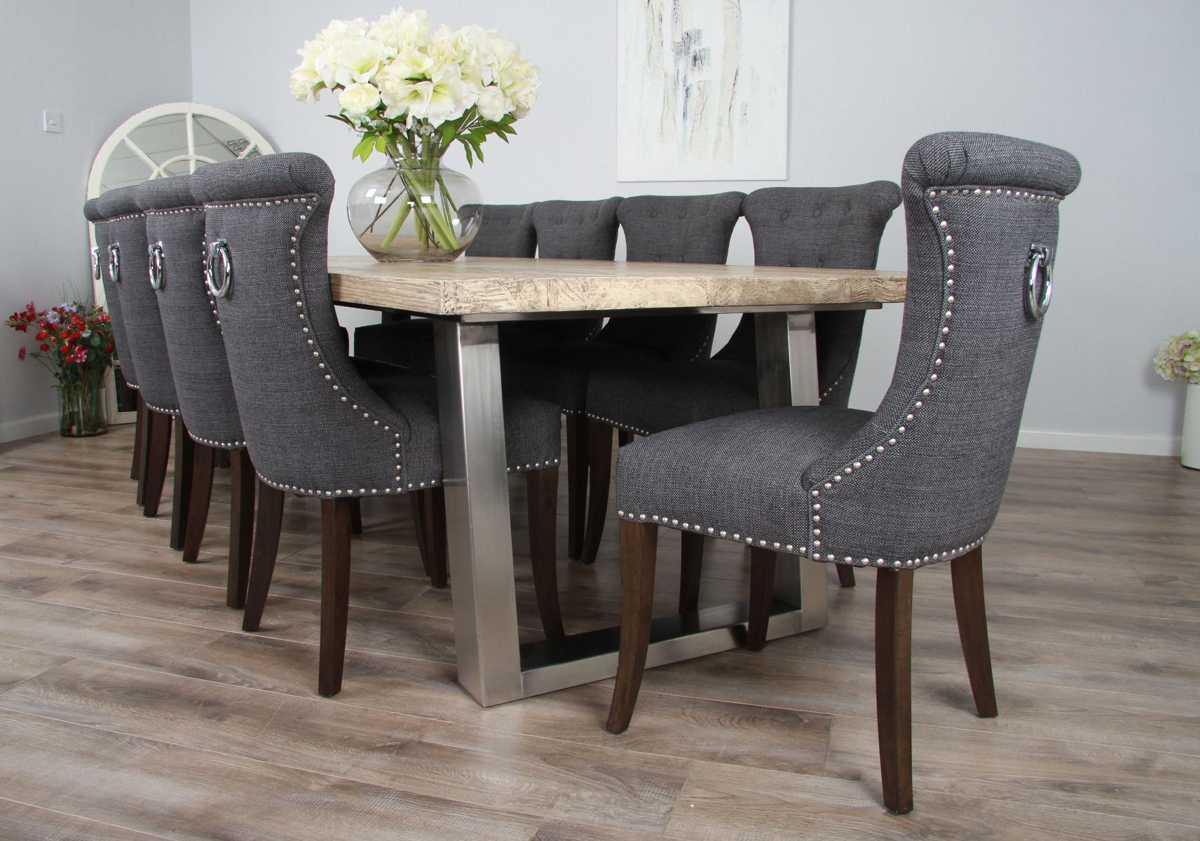 3m Reclaimed Pine Industrial Chic Cubex Table with Black Legs and 10 ...