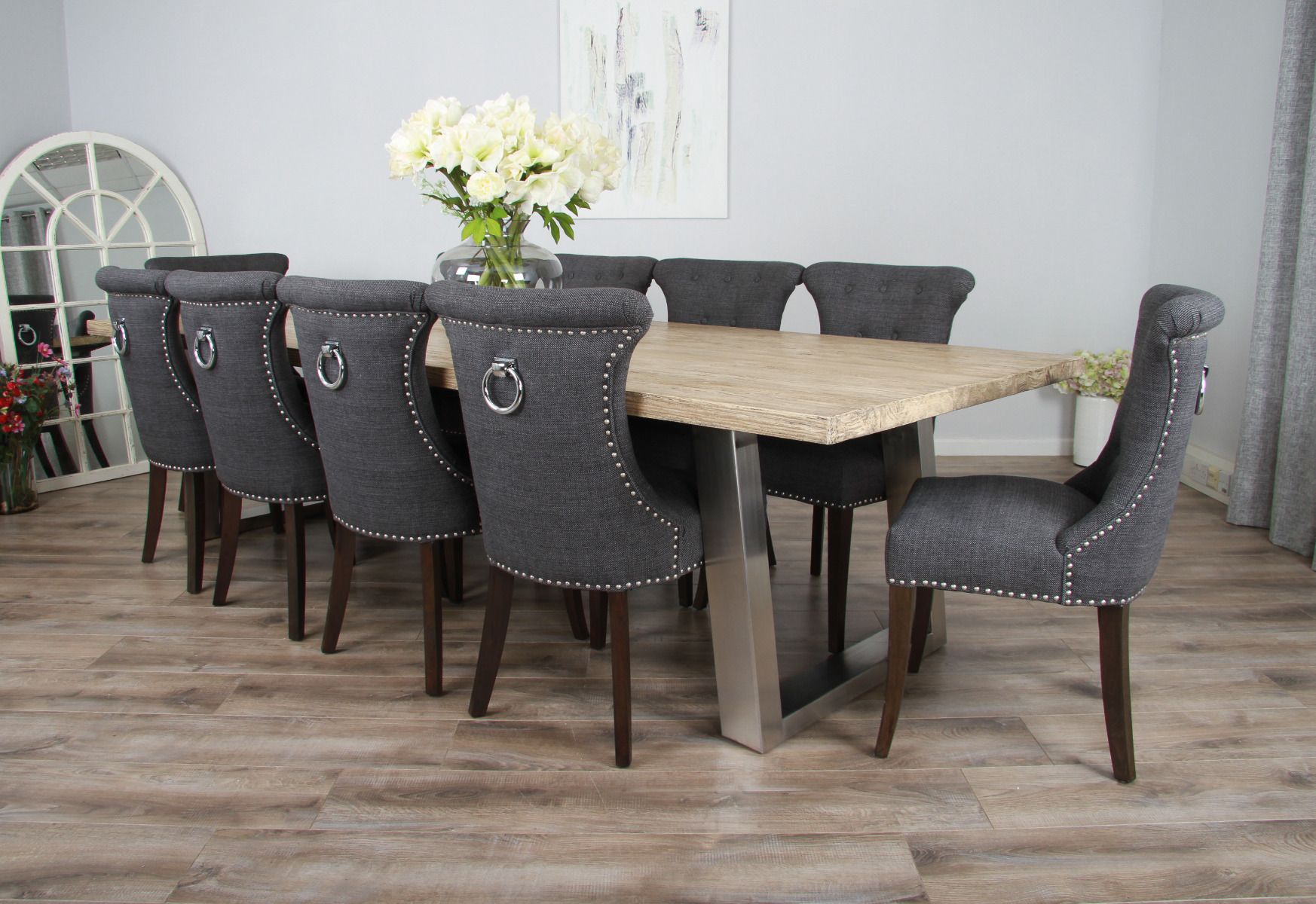 3m Reclaimed Pine Industrial Chic Cubex Table with Black Legs and 10 ...