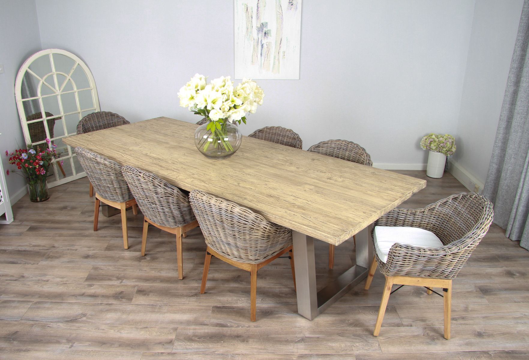 3m Reclaimed Pine Industrial Chic Cubex Table with Stainless Steel Legs ...