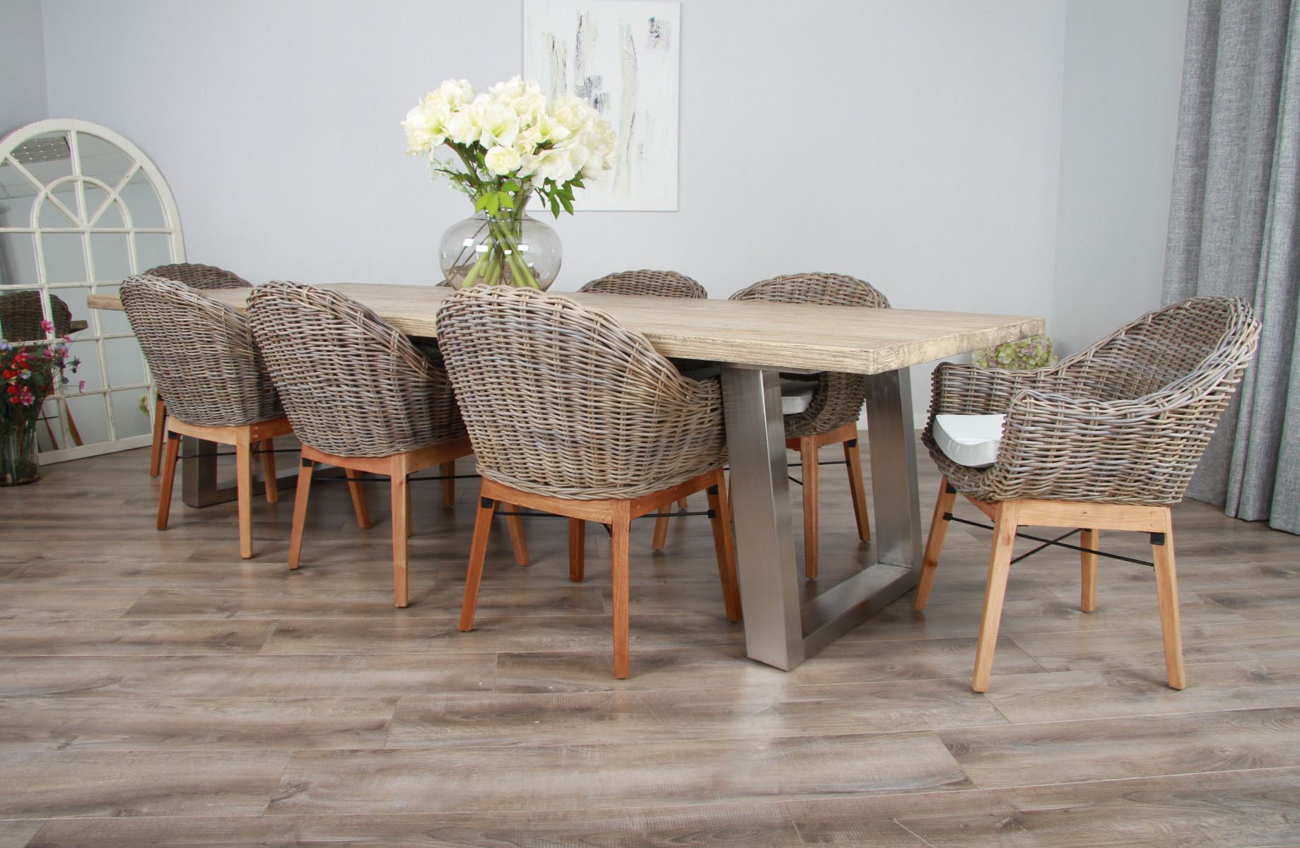 3m Reclaimed Pine Industrial Chic Cubex Table with Stainless Steel Legs ...