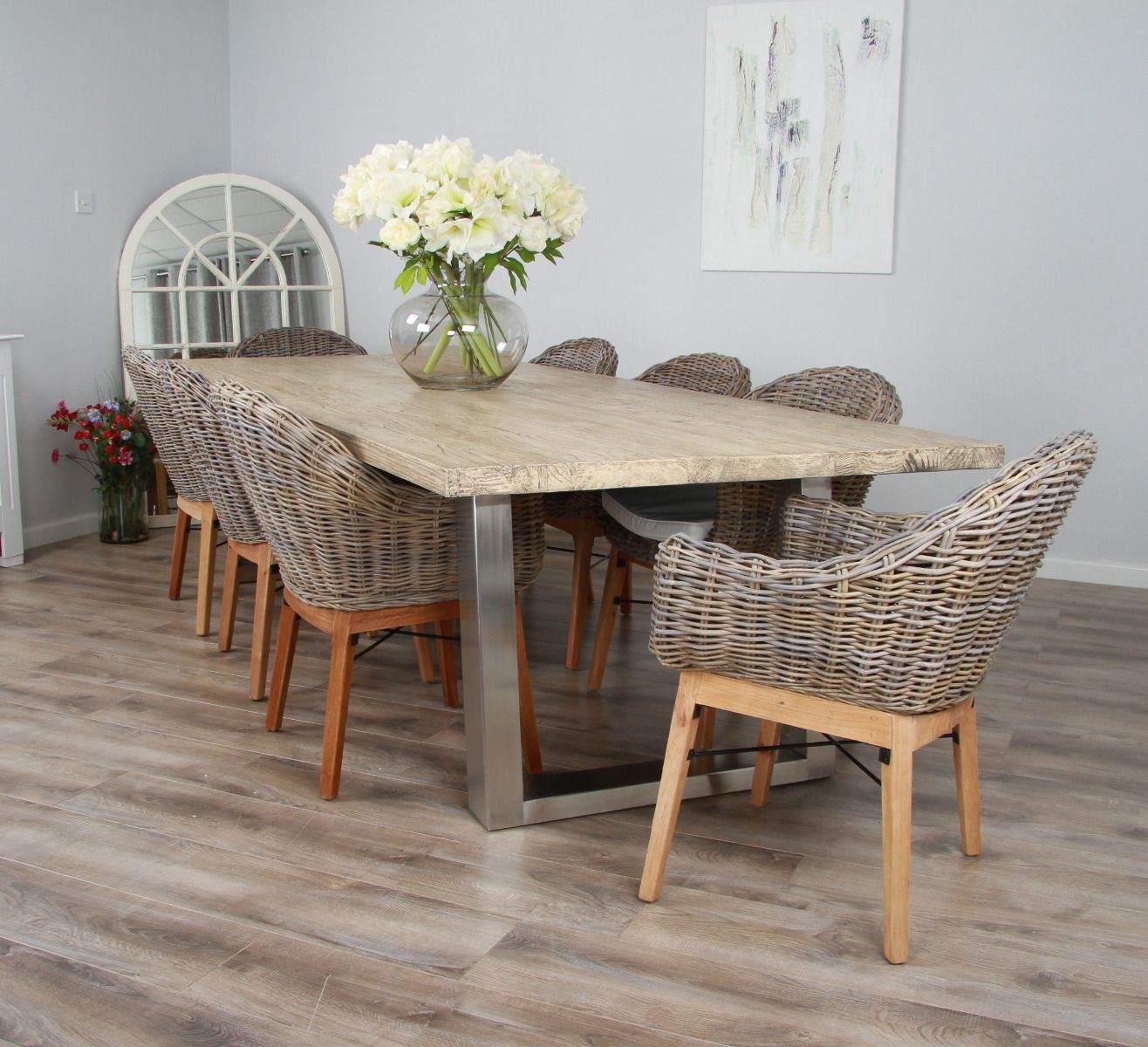 3m Reclaimed Pine Industrial Chic Cubex Table with Stainless Steel Legs ...