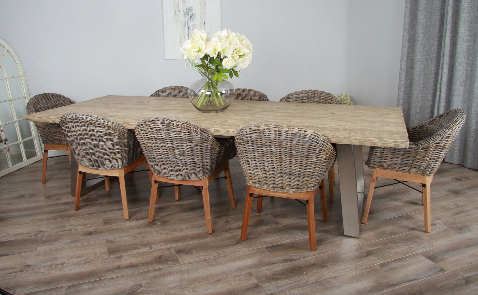 3m Reclaimed Pine Industrial Chic Cubex Table with Stainless Steel Legs ...