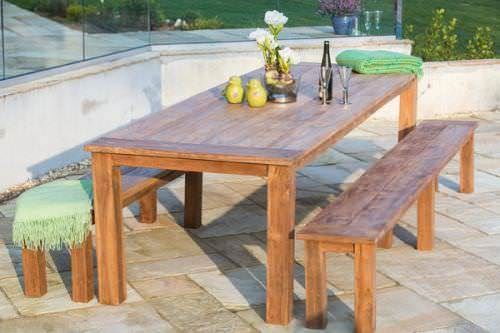 Reclaimed Teak Open Slatted Dining Table 3m with Reclaimed Teak Open ...