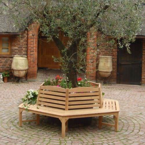 2.5m Hexagonal Teak Tree Seat - Sustainable Furniture