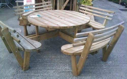 Round Picnic Bench with Back Rests - Sustainable Furniture