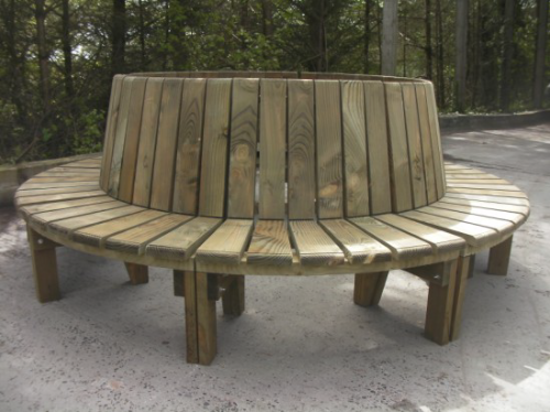 Douglas Fir Circular Tree Seat With Backrest - Sustainable Furniture