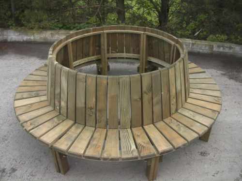 Douglas Fir Circular Tree Seat With Backrest - Sustainable Furniture
