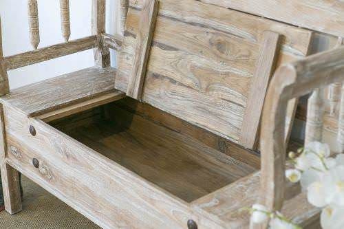Reclaimed Teak Country Bench with Storage compartment - Sustainable ...