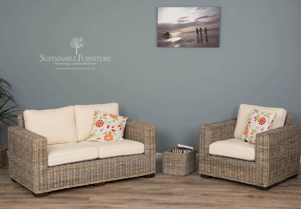 Natural Wicker 2 or 3 Seater Java Sofa - Sustainable Furniture