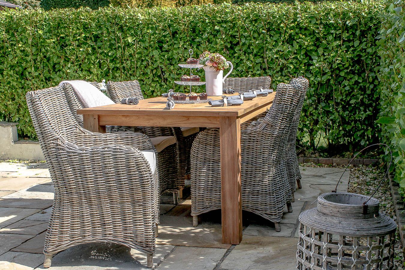 2m Reclaimed Teak Open Slatted Dining Table with Donna Armchairs ...