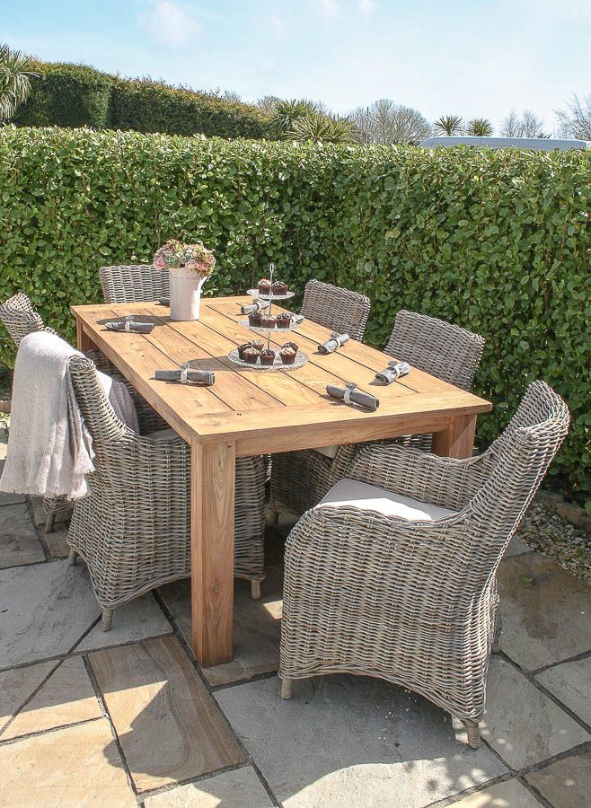 2m Reclaimed Teak Open Slatted Dining Table with Donna Armchairs ...