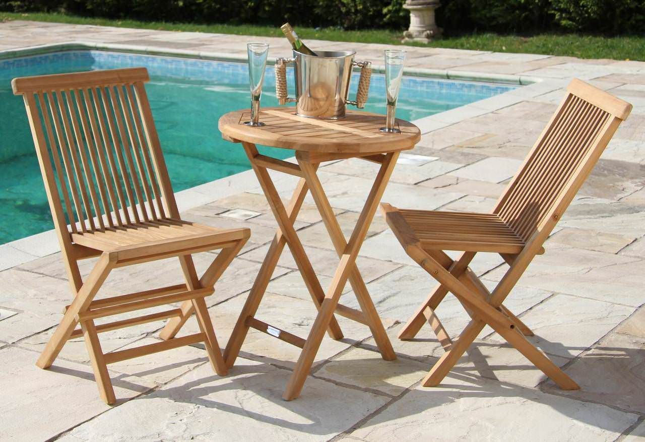 Teak 2 Seater Round Folding Set - Sustainable Furniture