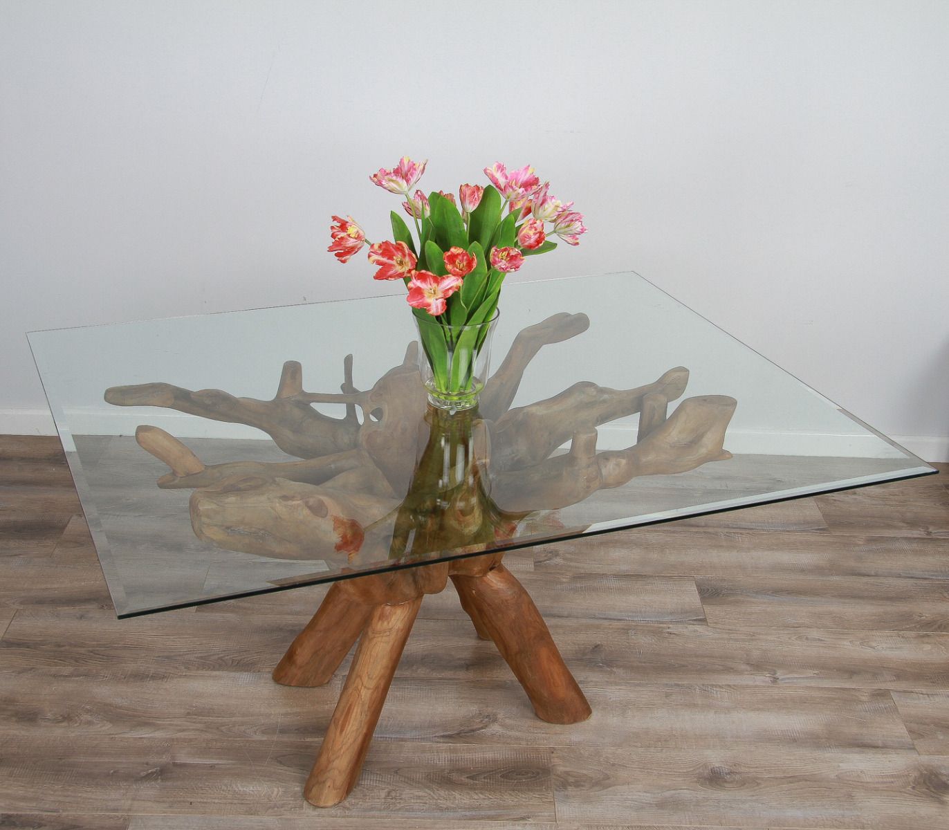 1.5m x 1.2m Reclaimed Teak Root Rectangular Dining Table with 4 or 6 ...