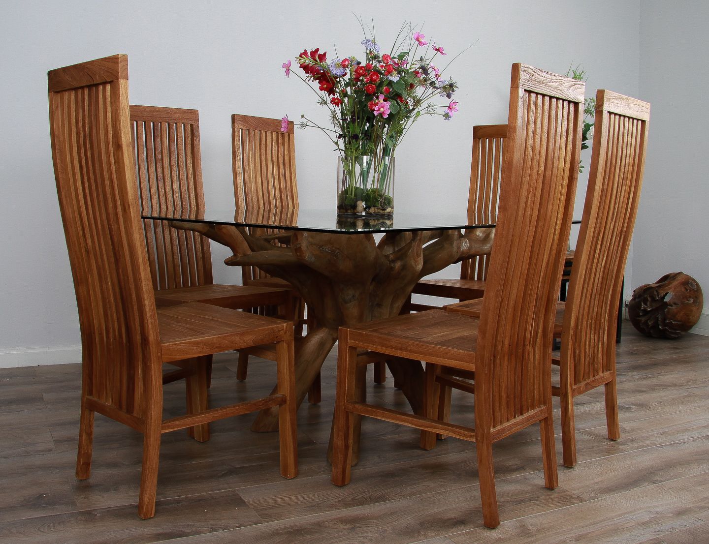1.5m x 1.2m Reclaimed Teak Root Rectangular Dining Table with 4 or 6 ...
