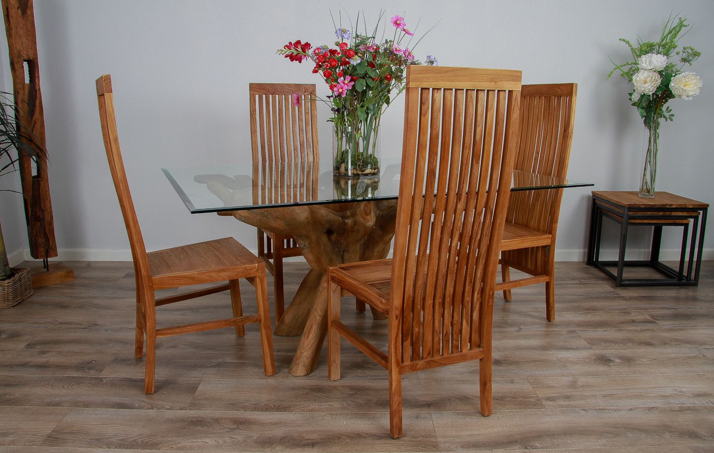 1.5m x 1.2m Reclaimed Teak Root Rectangular Dining Table with 4 or 6 ...