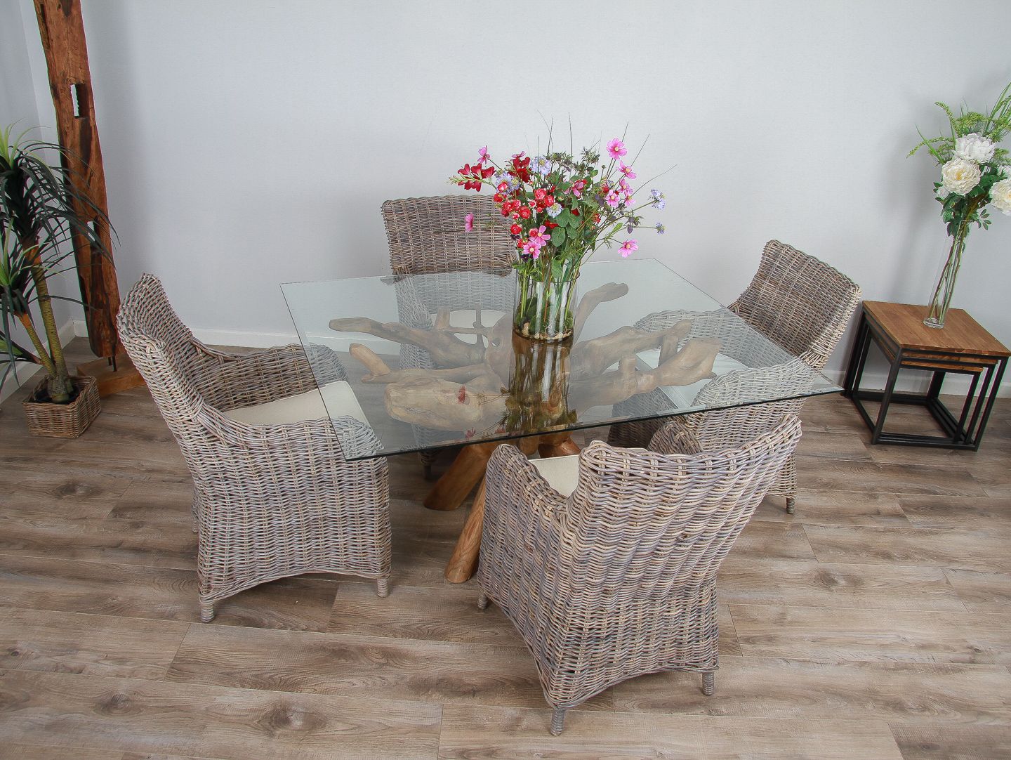 1.5m x 1.2m Reclaimed Teak Root Rectangular Dining Table with 4 or 6 ...