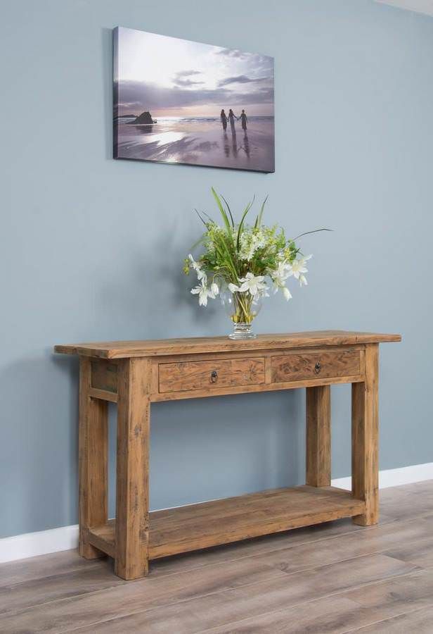 140cm Reclaimed Teak Console/Hall Table - Sustainable Furniture