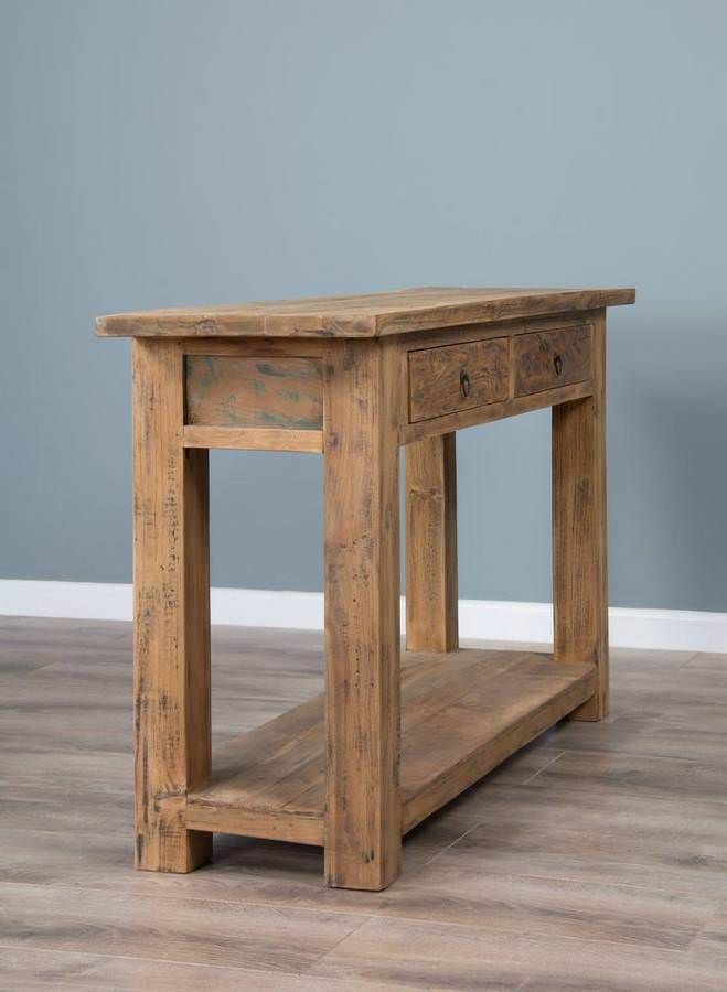 140cm Reclaimed Teak Console/Hall Table - Sustainable Furniture