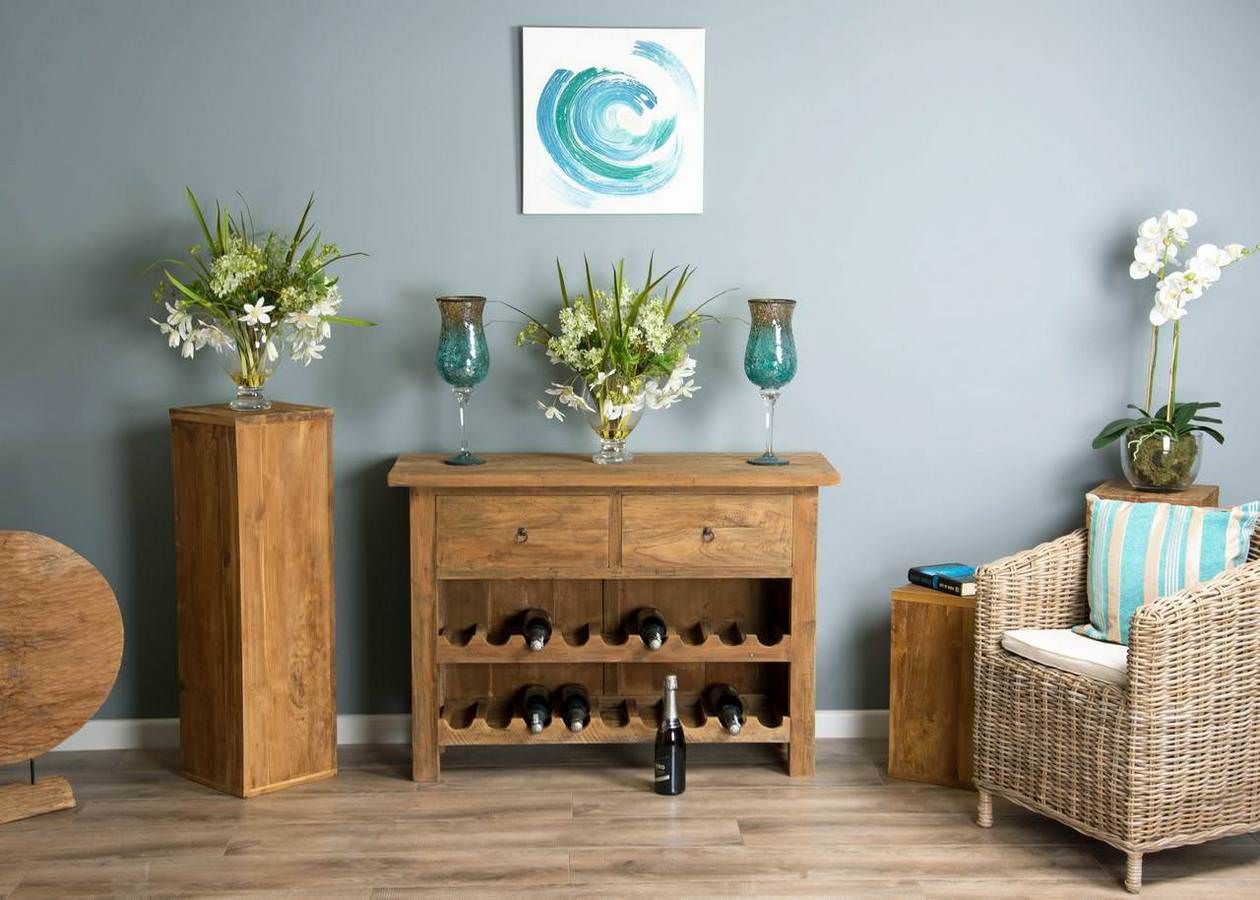 Reclaimed Teak Rustic Wine Rack Cabinet - Sustainable Furniture
