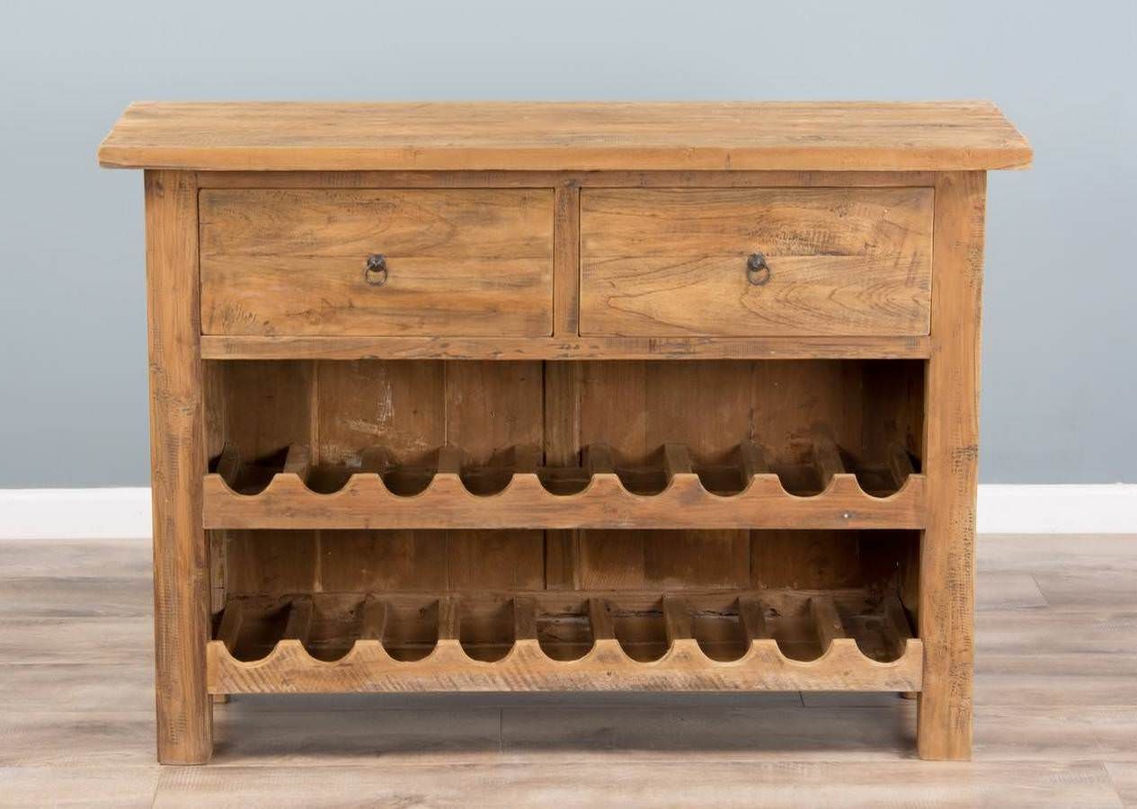 Reclaimed Teak Rustic Wine Rack Cabinet - Sustainable Furniture