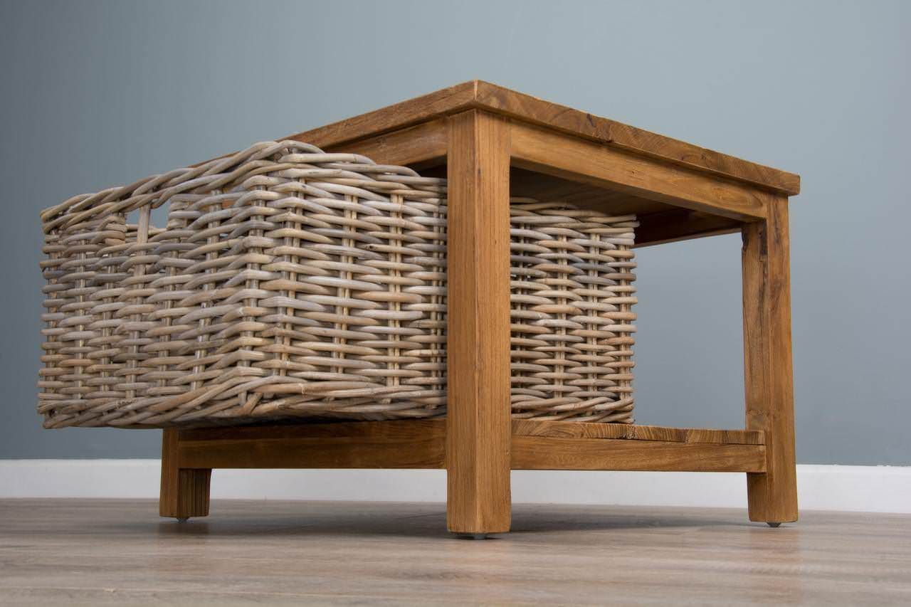 Reclaimed Teak Storage Unit/Storage Chest with one Kubu Grey Natural ...