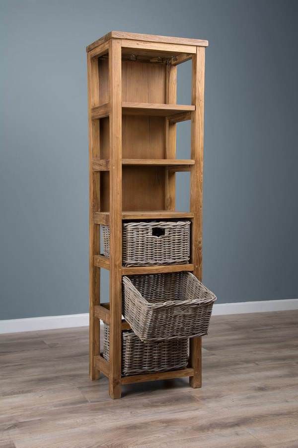 Reclaimed Teak Storage Unit/Storage Chest with 3 Shelves plus 3 Kubu ...