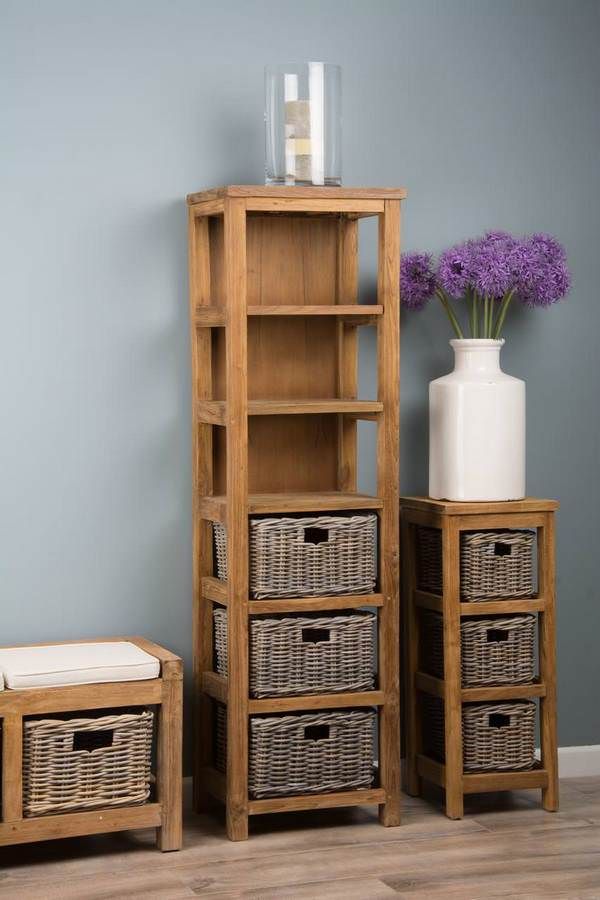 Reclaimed Teak Storage Unit/Storage Chest with 3 Shelves plus 3 Kubu ...