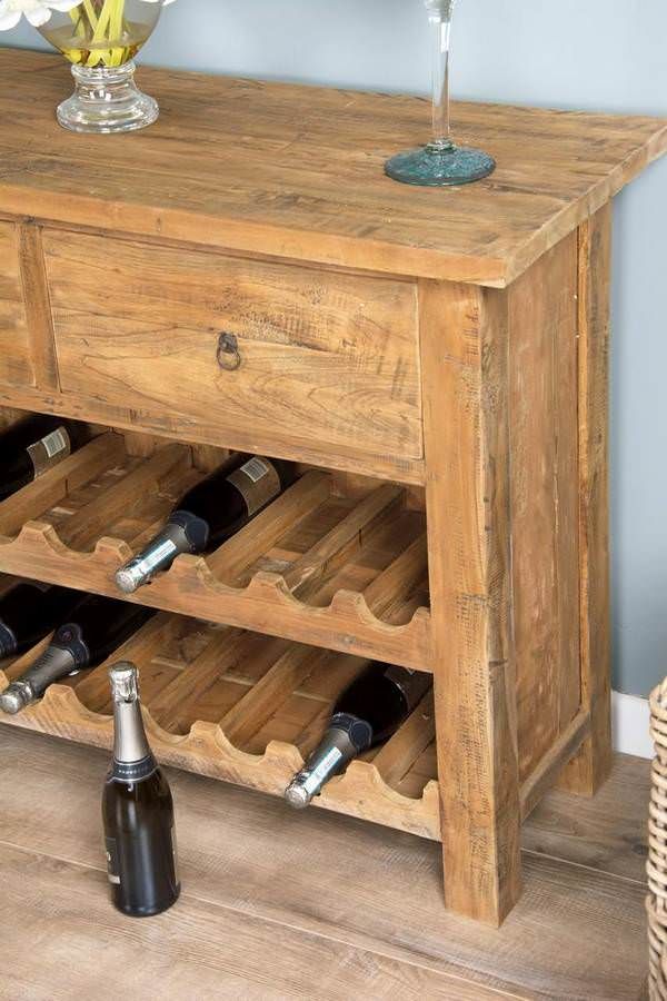 Reclaimed Teak Rustic Wine Rack Cabinet - Sustainable Furniture