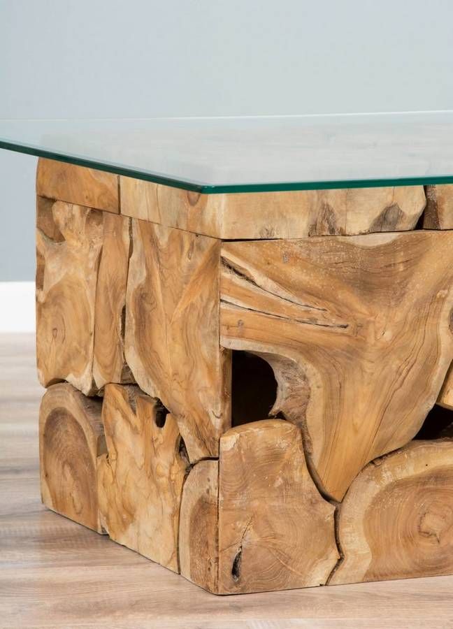 Teak Root Block Rectangular Coffee Table 120 x 80cm - Sustainable Furniture