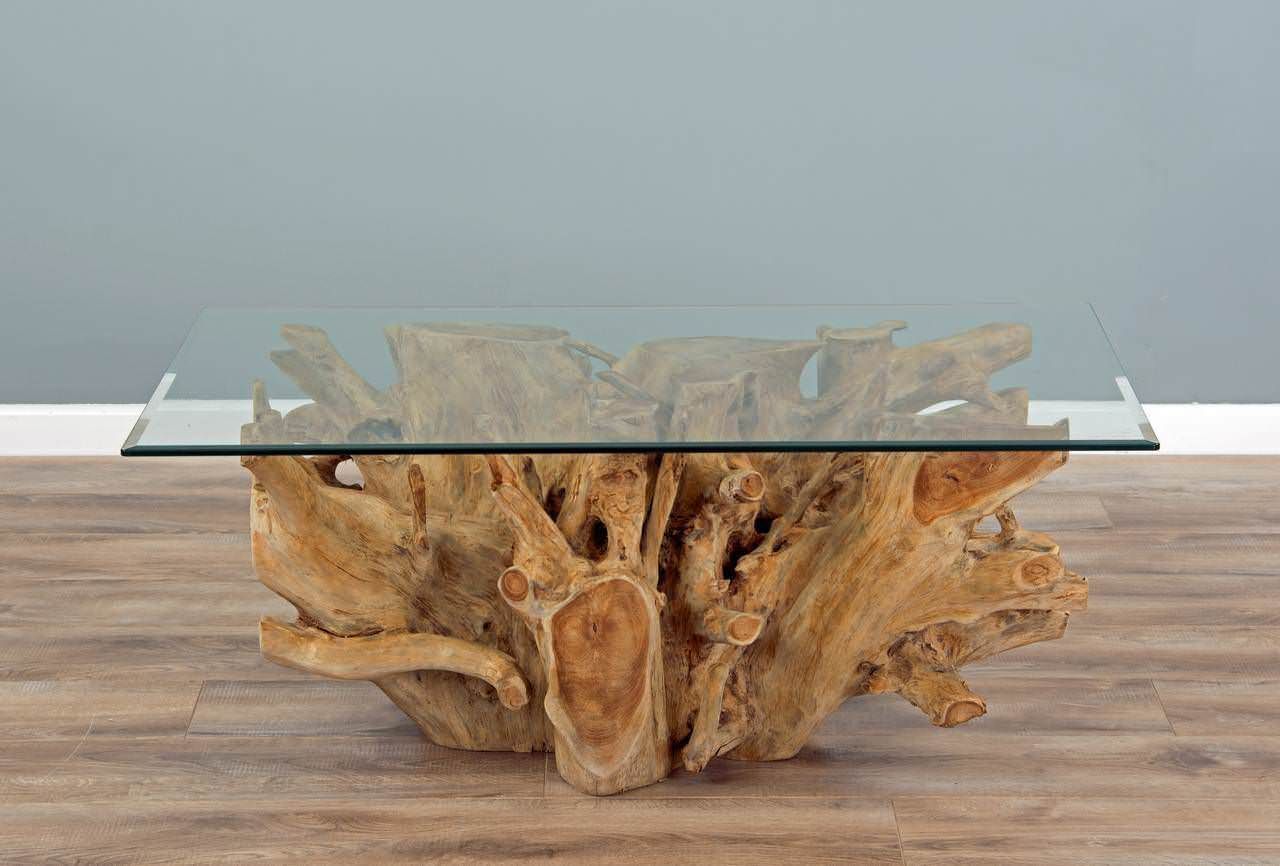 1.2m Reclaimed Teak Root Rectangular Coffee Table - Sustainable Furniture