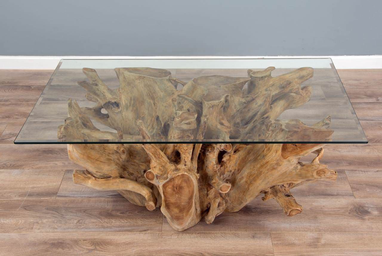 1.2m Reclaimed Teak Root Rectangular Coffee Table - Sustainable Furniture