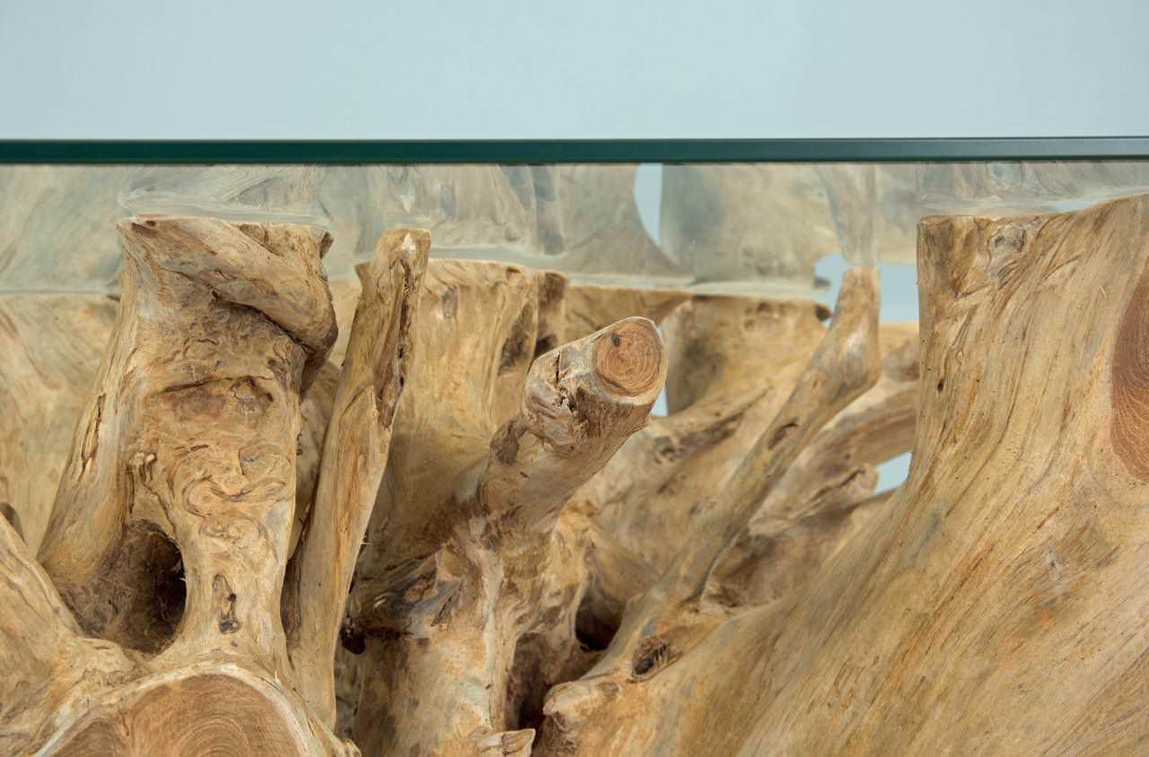 1.2m Reclaimed Teak Root Rectangular Coffee Table - Sustainable Furniture