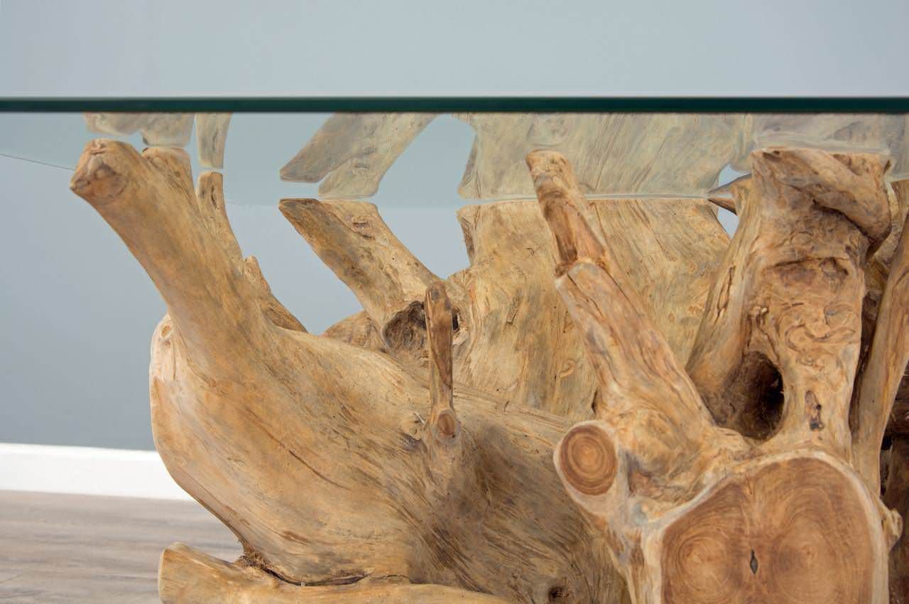 1.2m Reclaimed Teak Root Rectangular Coffee Table - Sustainable Furniture