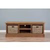 Reclaimed Teak Natural TV Unit with 2 Wicker Drawers - Sustainable ...
