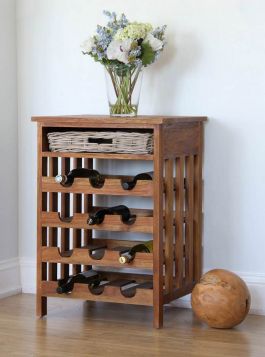 Reclaimed Teak Rustic Wine Rack Cabinet - Sustainable Furniture