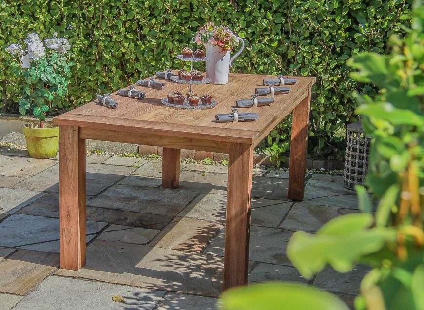 Reclaimed Teak Open Slatted Dining Table 2m - Sustainable Furniture