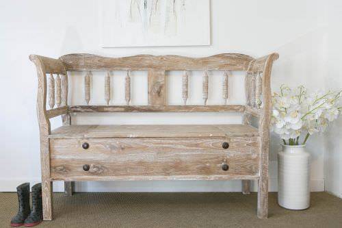 Reclaimed Teak Country Bench with Storage compartment - Sustainable ...