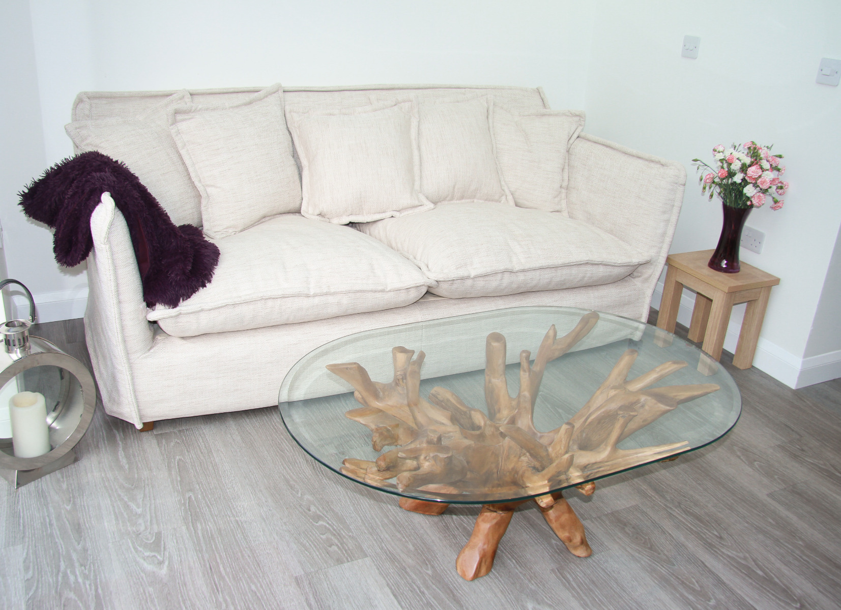 1.2m Reclaimed Teak Root Oval Coffee Table - Sustainable Furniture