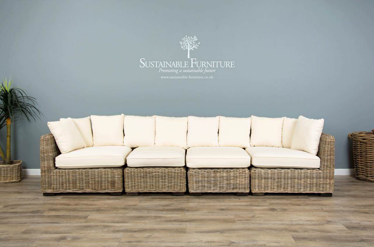 Natural Wicker 4 Sectional Puri Sofa - Sustainable Furniture