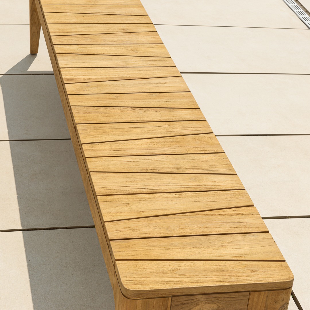 2.4m Reclaimed Teak Oasis Outdoor Dining Bench - Sustainable Furniture