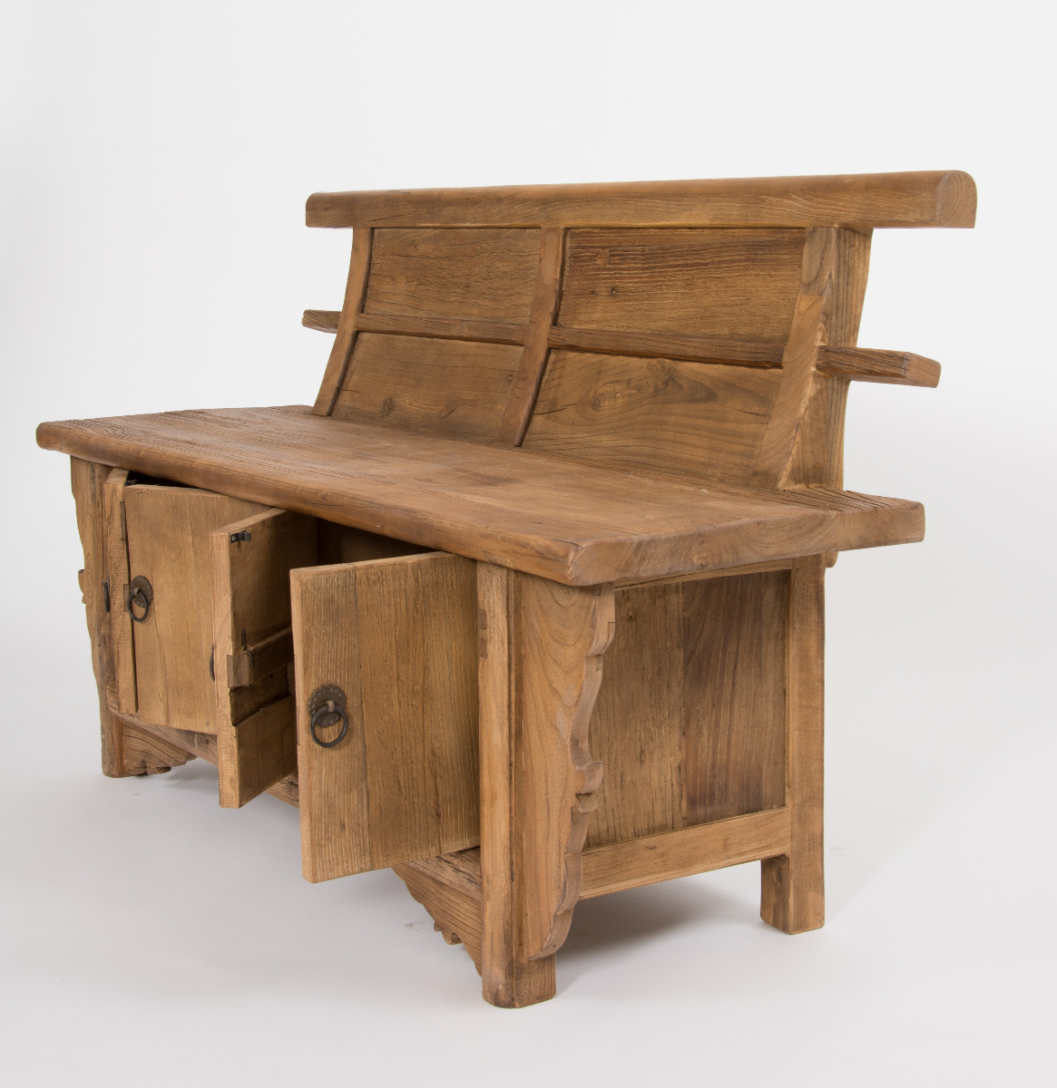 Reclaimed Elm Welly Boot Bench with Storage - Sustainable Furniture