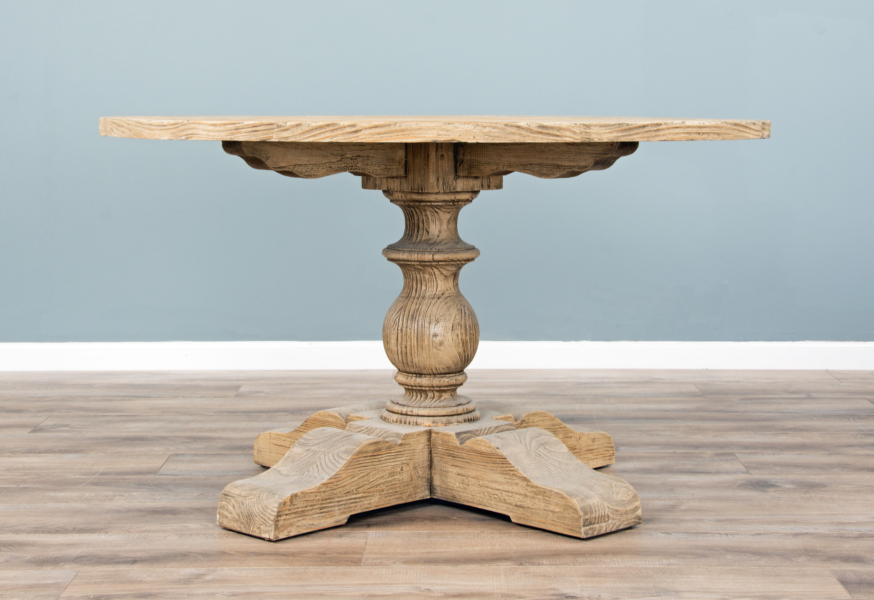 1.3m Farmhouse Pedestal Dining Table with 6 Claremont Chairs ...