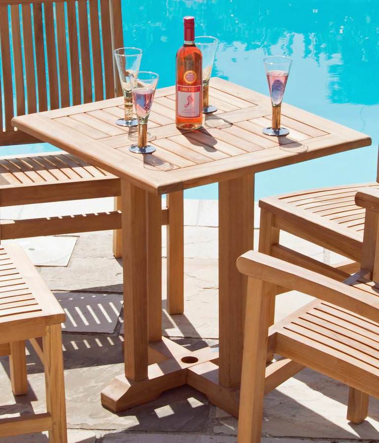 70cm Square Pedestal Teak Garden Table - Sustainable Furniture