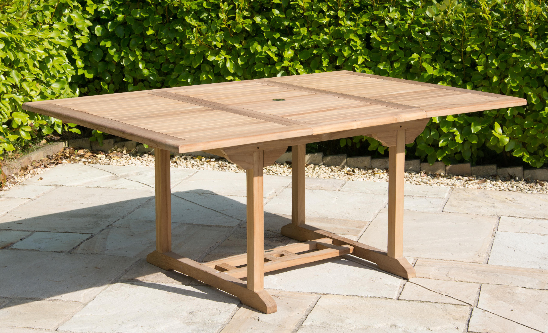 1m x 1.8m - 2.4m Teak Rectangular Extending Table with 8 Kiffa Folding ...