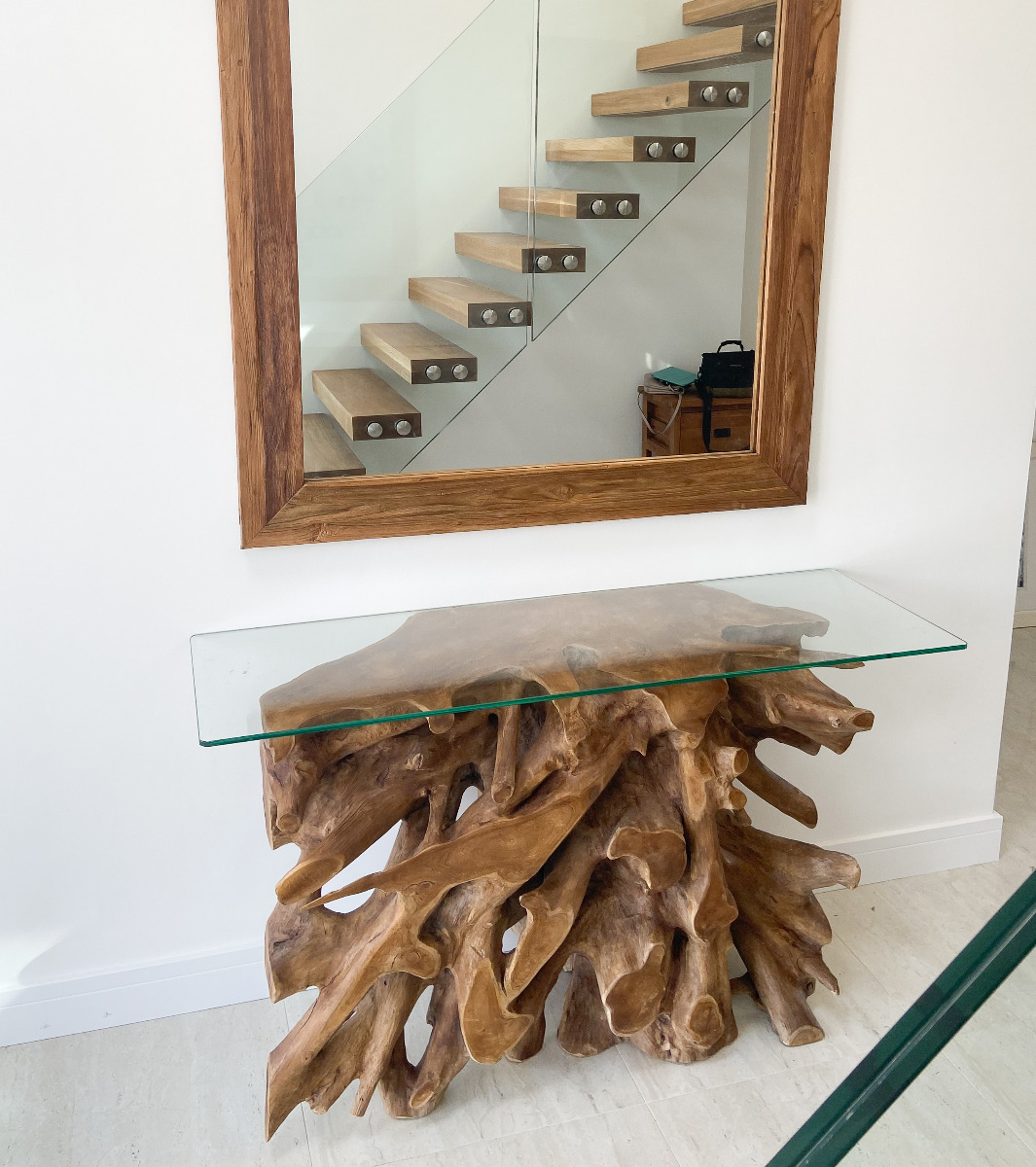 1.4m Reclaimed Teak Root Hall Table - Sustainable Furniture